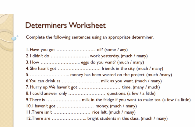 Determiners Exercise for Class 9 CBSE - NCERT Guides.Com