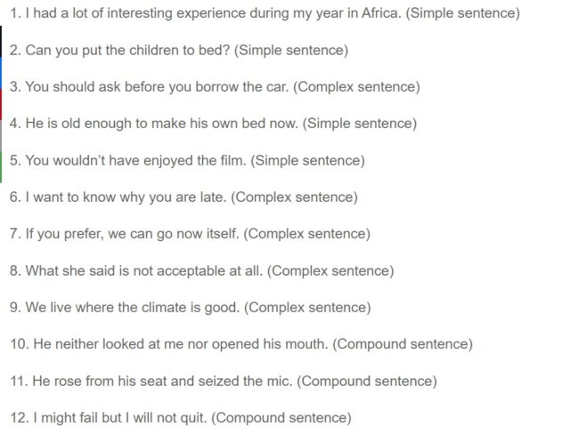 Simple Sentence, Complex Sentence, Compound Sentence Worksheet For ...