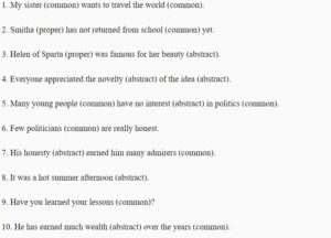 Proper Nouns, Common Nouns, Abstract Nouns Worksheet For Class 5 ...